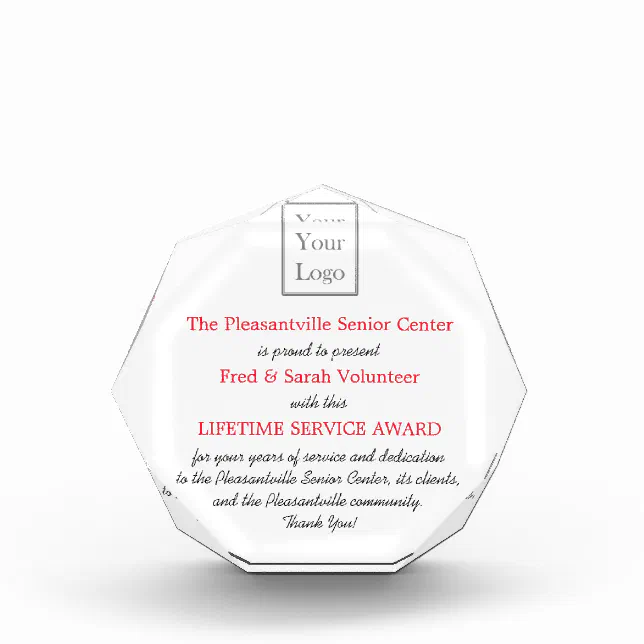 Volunteer or Employee Company Logo Service Award | Zazzle