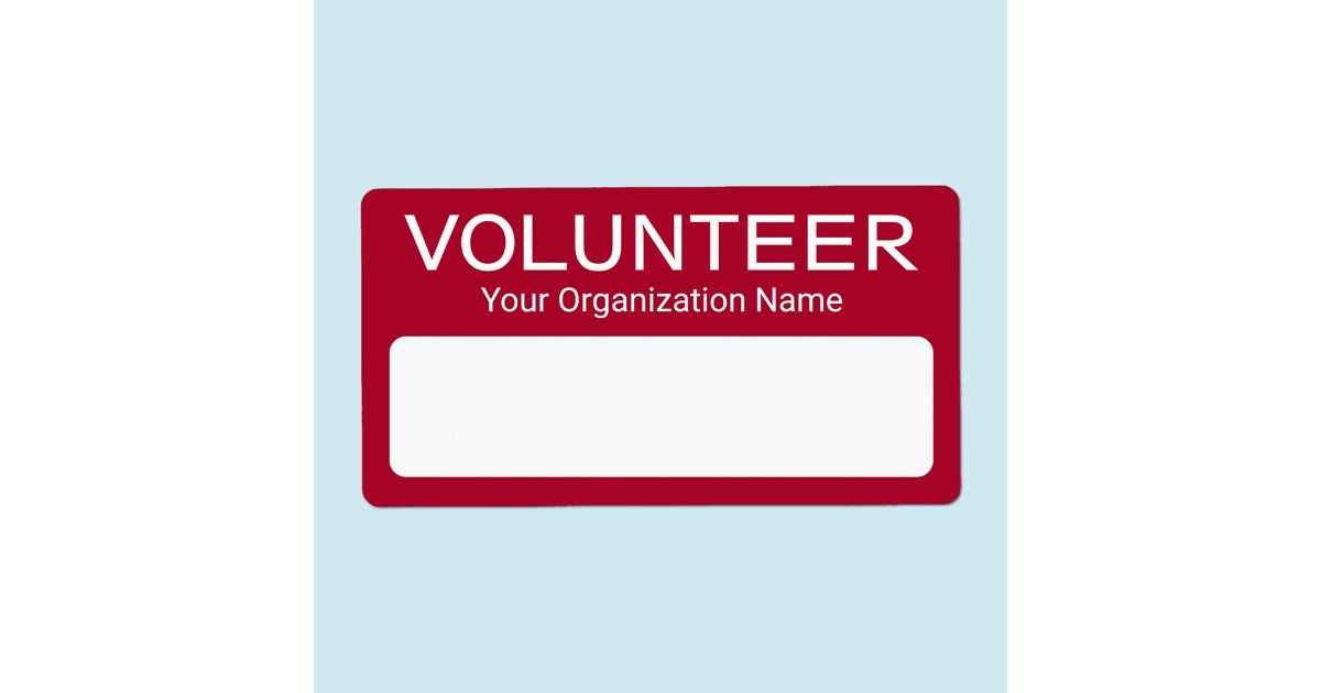 Volunteer Paper Name Tag Stickers Red Name Badge | Zazzle