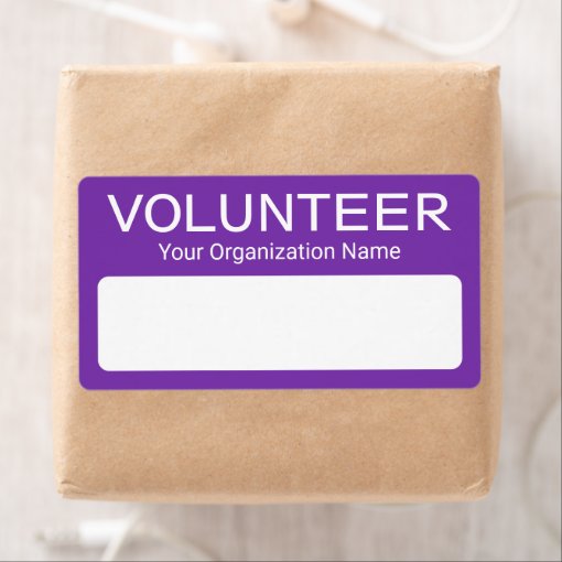 Volunteer Purple Name Tag Stickers Custom Writable | Zazzle