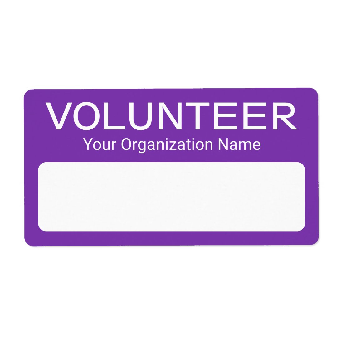 Volunteer Purple Name Tag Stickers Custom Writable | Zazzle
