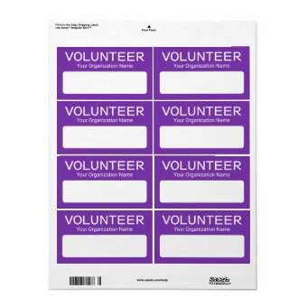 Volunteer Purple Name Tag Stickers Custom Writable | Zazzle