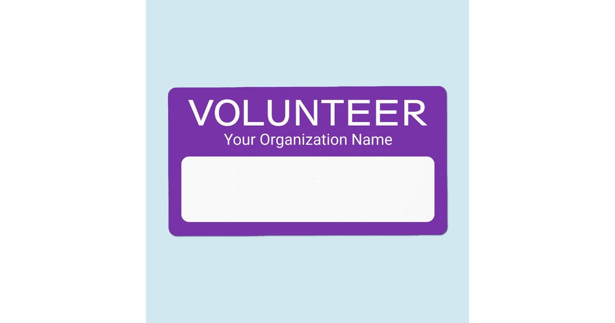 Volunteer Purple Name Tag Stickers Custom Writable | Zazzle
