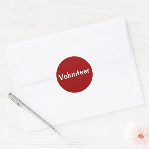 Volunteer Stickers - White on Red | Zazzle