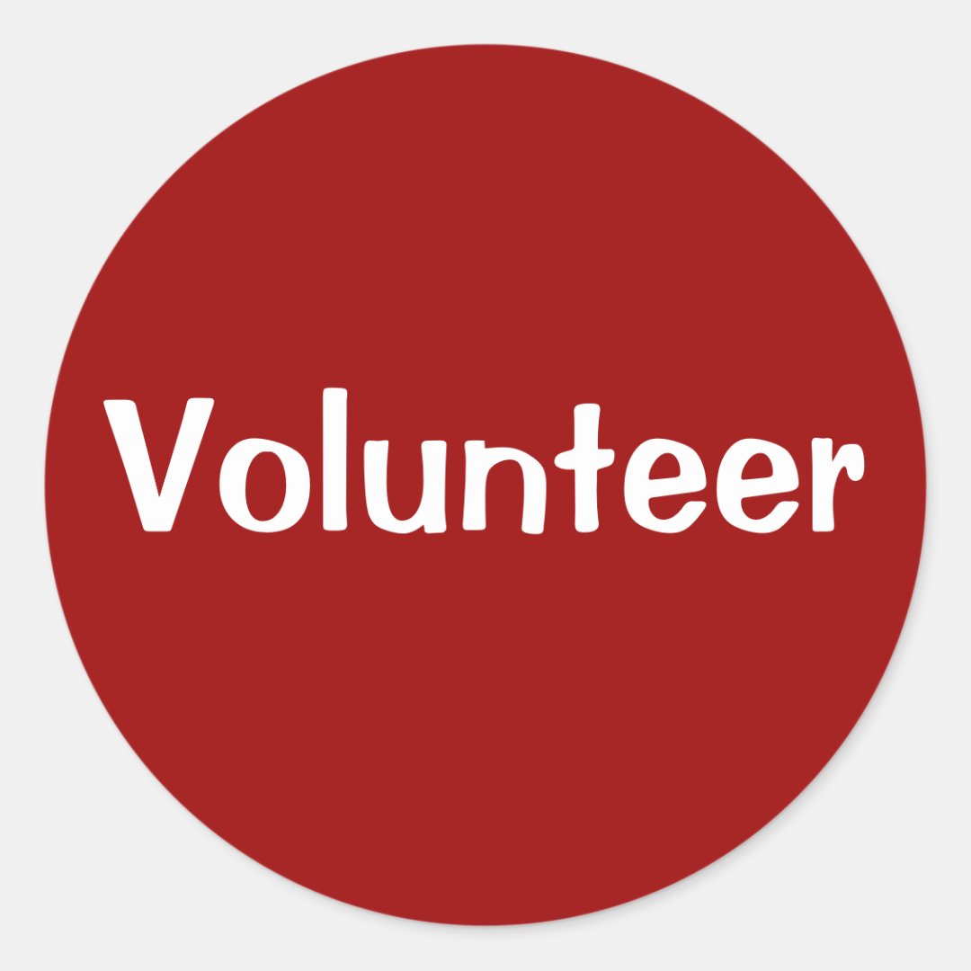 Volunteer Stickers - White on Red | Zazzle