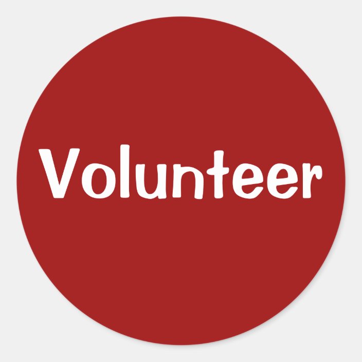 Volunteer Stickers - White on Red | Zazzle.com