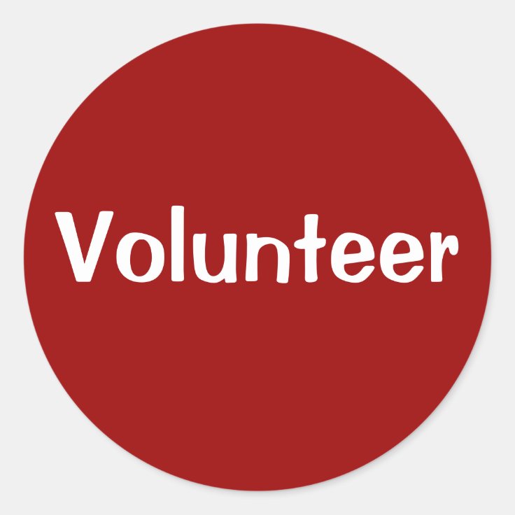 Volunteer Stickers - White on Red | Zazzle