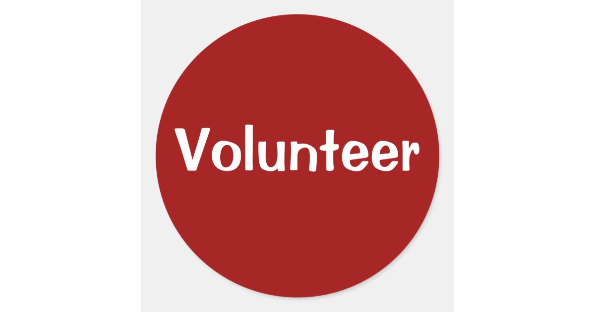 Volunteer Stickers - White on Red | Zazzle