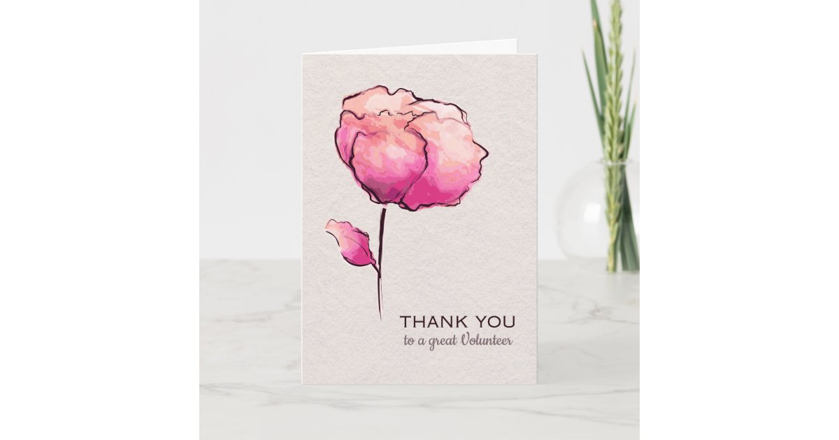 Volunteer Thank You Watercolor Flower | Zazzle