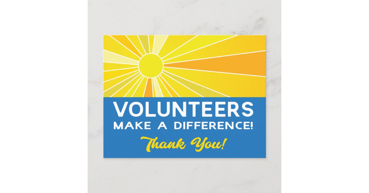 Volunteers Make a Difference Appreciation Postcard | Zazzle