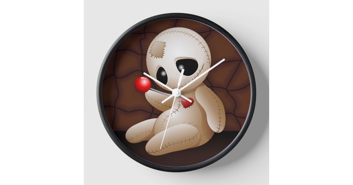 Voodoo Doll Cartoon in Love Clock | Zazzle