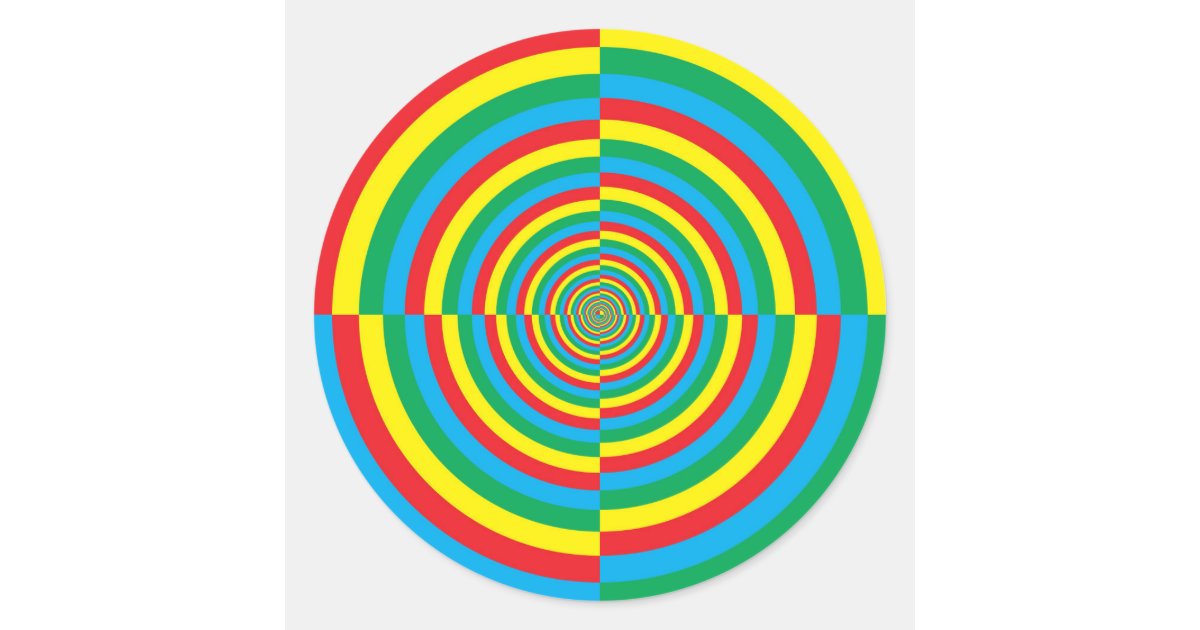 vortex color red yellow green blue target classic round sticker | Zazzle