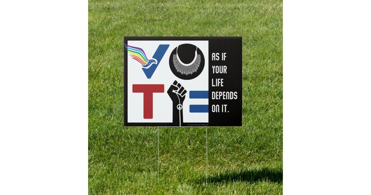 VOTE American, RBG, USPS, BLM, Peace and Equality Sign | Zazzle