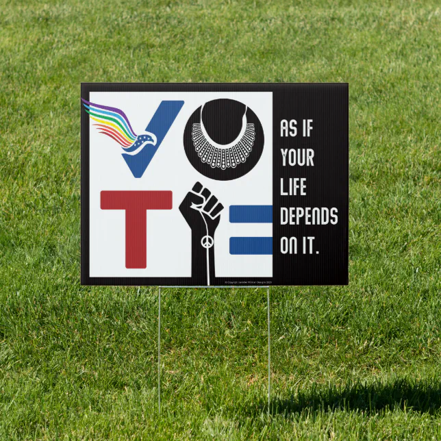 VOTE American, RBG, USPS, BLM, Peace and Equality Sign | Zazzle