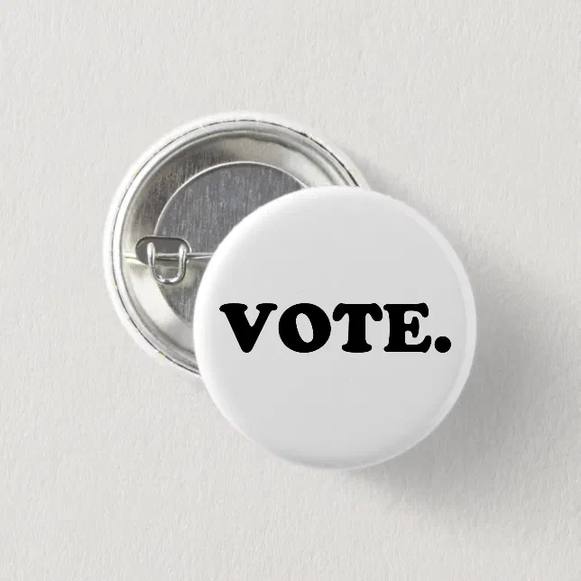 Vote black and white pin button | Zazzle