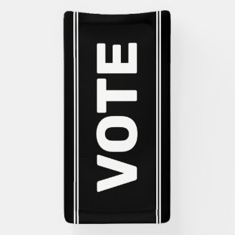 Vote Black and White Text Banner | Zazzle