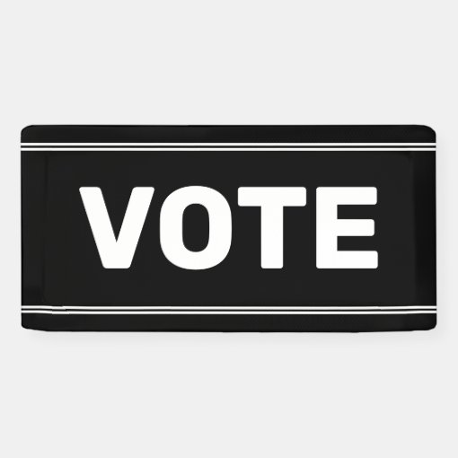 Vote Black and White Text Banner | Zazzle