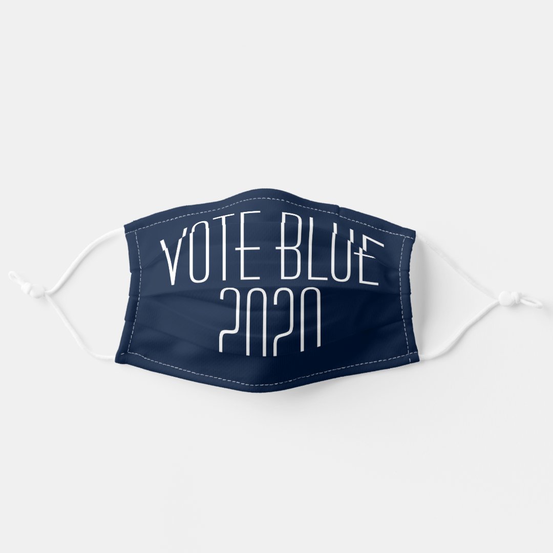 Vote Blue 2020 Biden Harris Simple Minimal Adult Cloth Face Mask | Zazzle