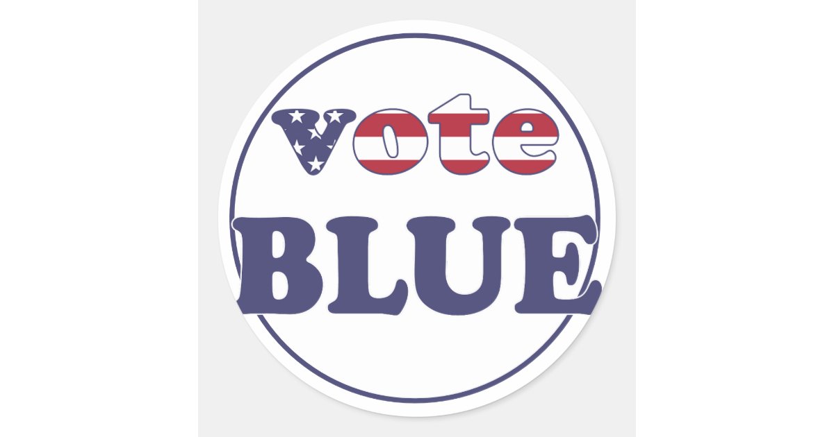 Vote Blue - American Flag Typography Classic Round Sticker | Zazzle