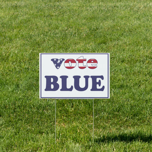 Vote Blue - American Flag Typography Sign | Zazzle