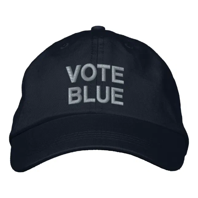Vote Blue bold text political Embroidered Baseball Cap | Zazzle