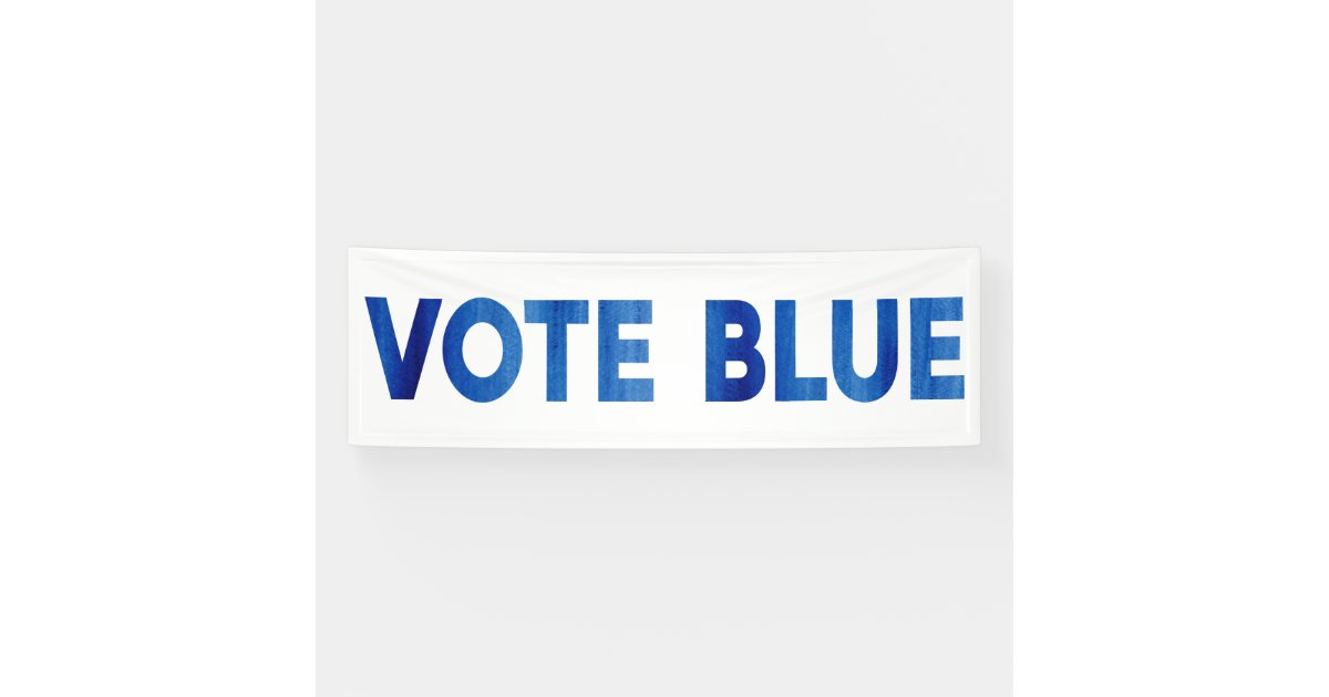 Vote Blue bold watercolor text political Banner | Zazzle