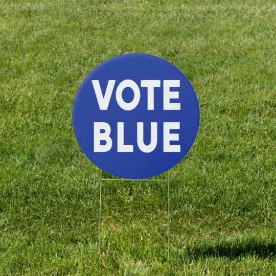 Vote Blue bold white text on blue election Sign | Zazzle.com