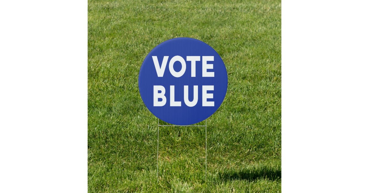 Vote Blue bold white text on blue election Sign | Zazzle