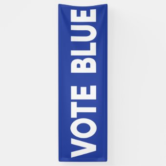 Vote Blue bold white text on blue political Banner | Zazzle