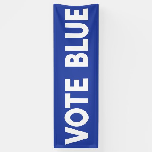 Vote Blue bold white text on blue political Banner | Zazzle