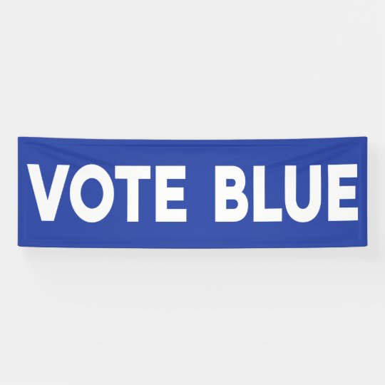 Vote Blue bold white text on blue political Banner | Zazzle.com