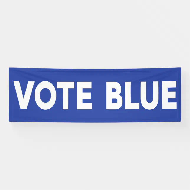 Vote Blue bold white text on blue political Banner | Zazzle