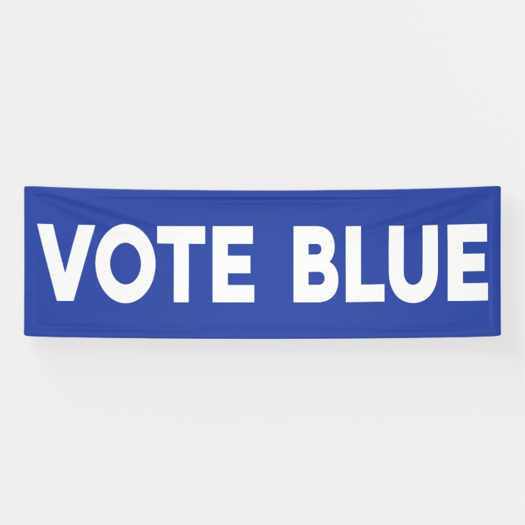 Vote Blue bold white text on blue political Banner | Zazzle