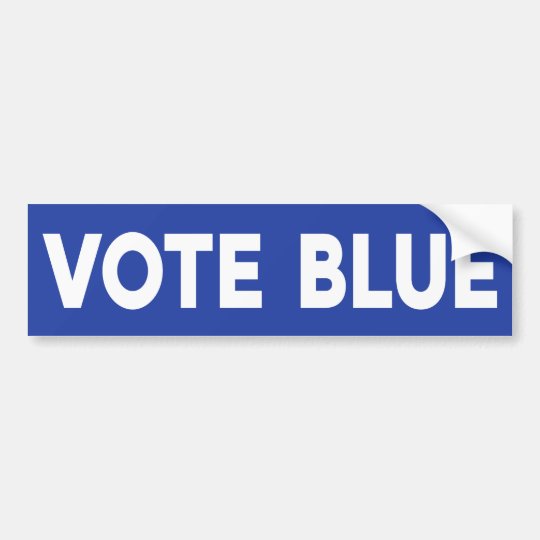 Vote Blue bold white text on blue political Bumper Sticker | Zazzle.com