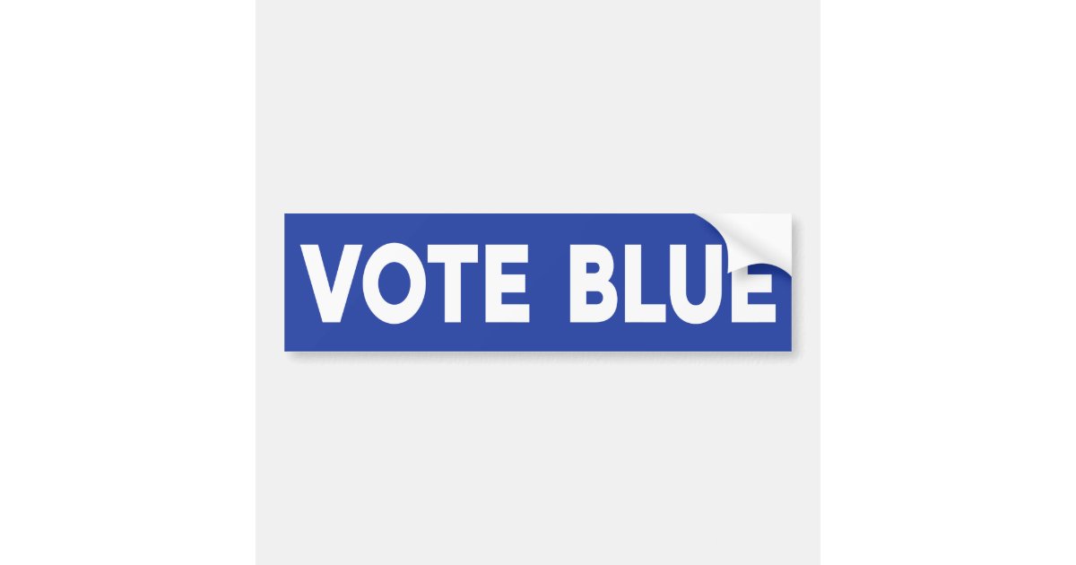 Vote Blue bold white text on blue political Bumper Sticker | Zazzle