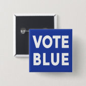 Vote Blue bold white text on blue political Button | Zazzle