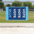 Vote Blue Democrat Selfie Background Backdrop Banner | Zazzle