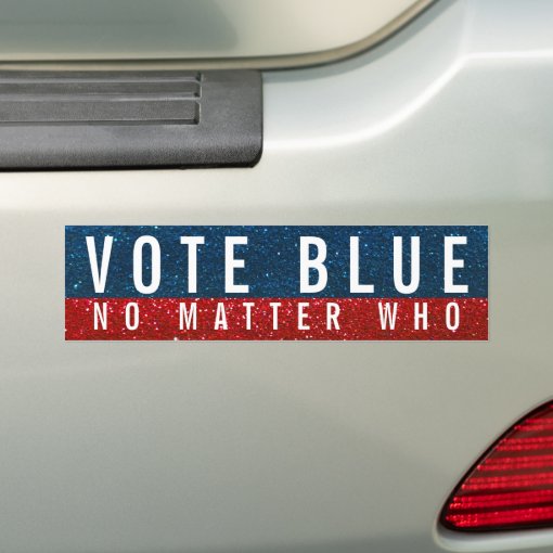 Vote Blue No Matter Who 2020 Election Glitter Bumper Sticker | Zazzle