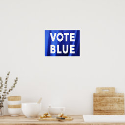 Vote Blue on Blue Silk Photo Election Poster | Zazzle