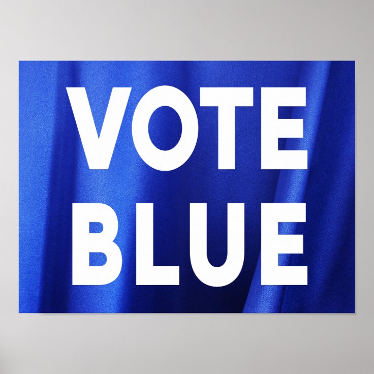 Vote Blue on Blue Silk Photo Election Poster | Zazzle