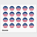 Vote Blue Red and White Stripes Classic Round Sticker | Zazzle