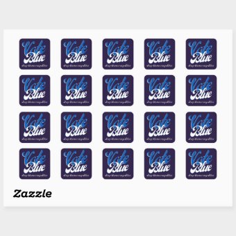 Vote Blue Retro Style Word Art Square Sticker | Zazzle