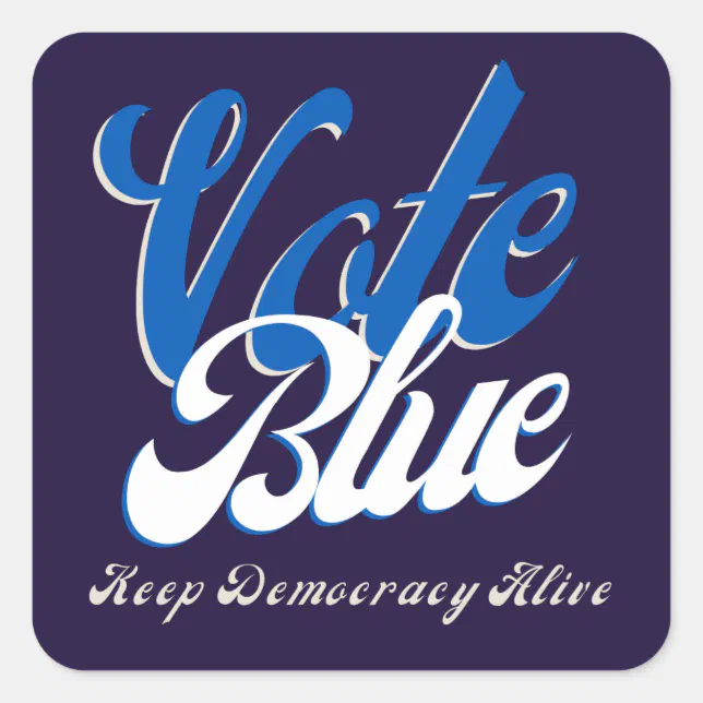Vote Blue Retro Style Word Art Square Sticker | Zazzle