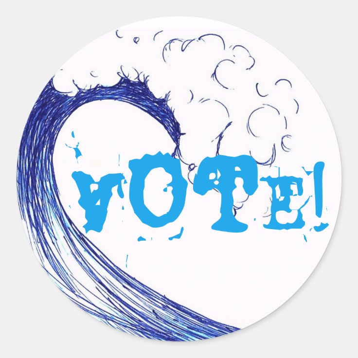 Vote! Blue Wave 2020 Classic Round Sticker | Zazzle