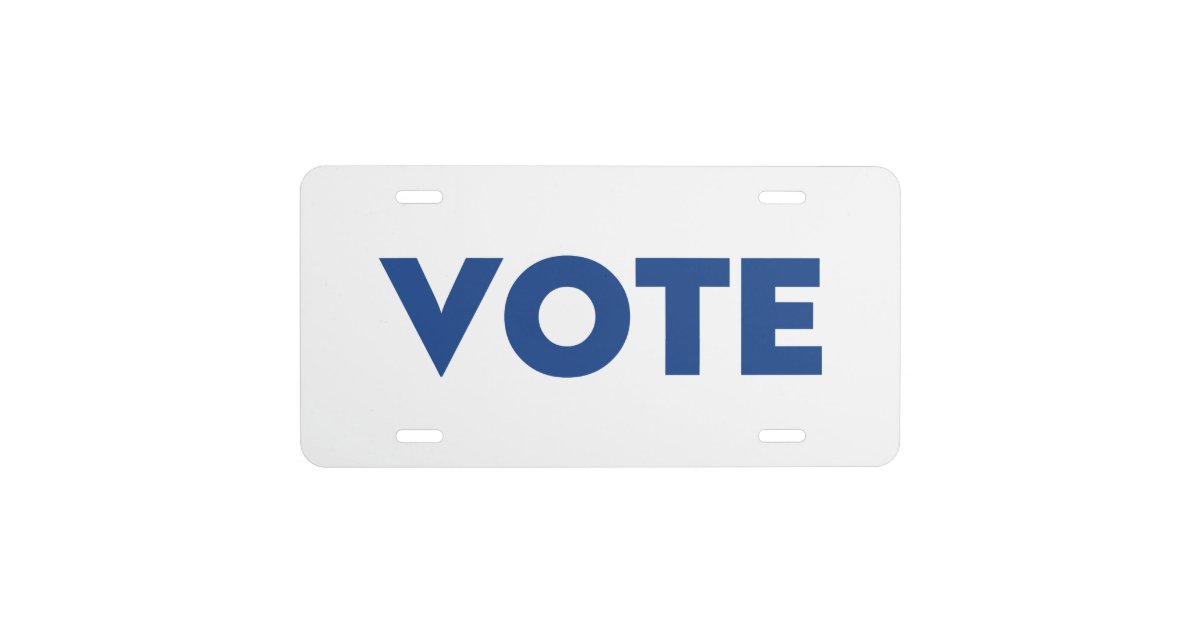 "Vote" Blue white - car License Plate | Zazzle