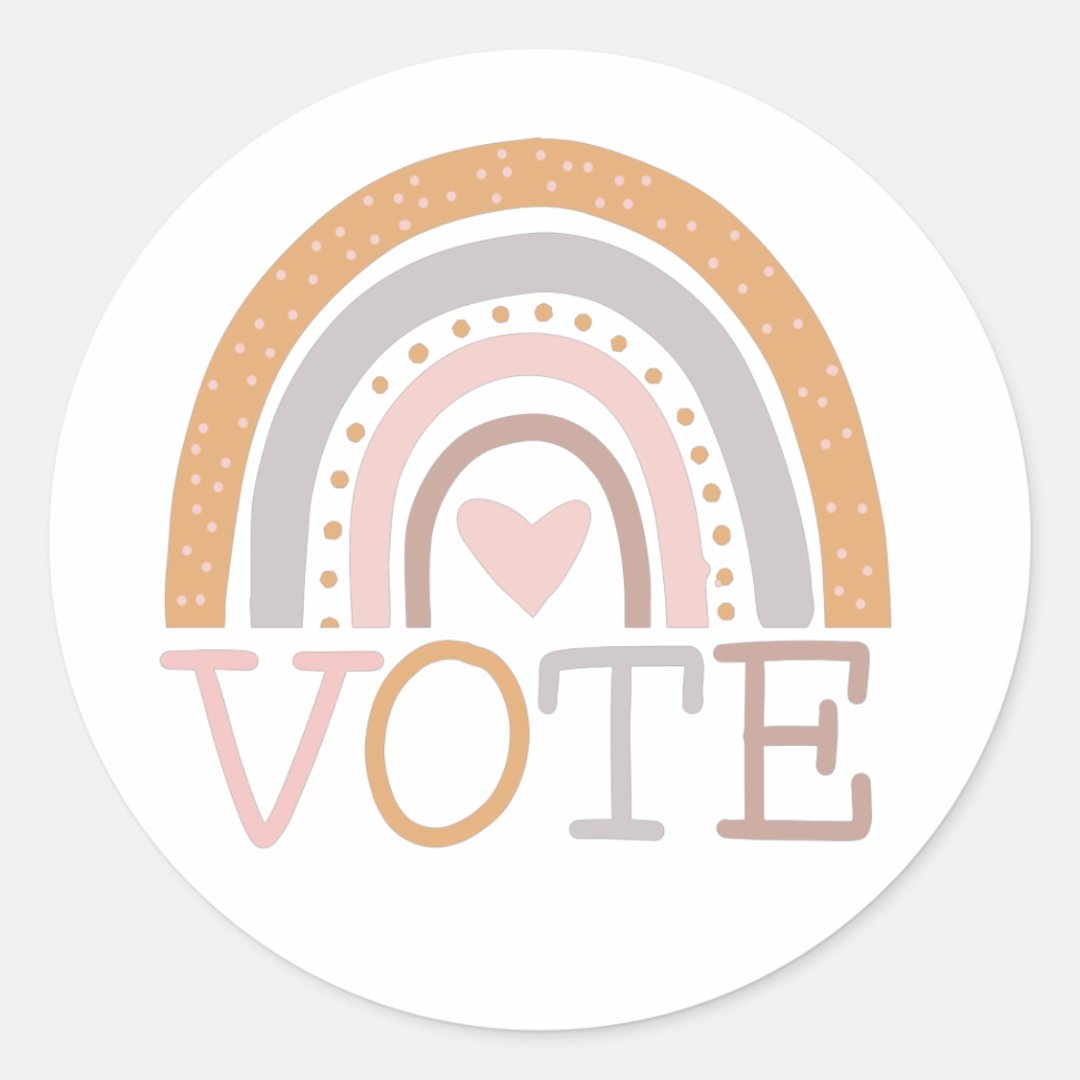 Vote | Cute Pastel Rainbow Text Design Classic Round Sticker | Zazzle