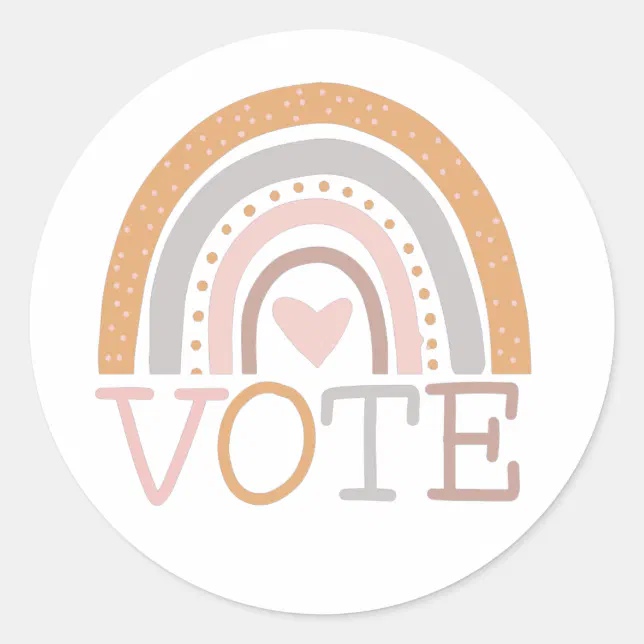 Vote | Cute Pastel Rainbow Text Design Classic Round Sticker | Zazzle