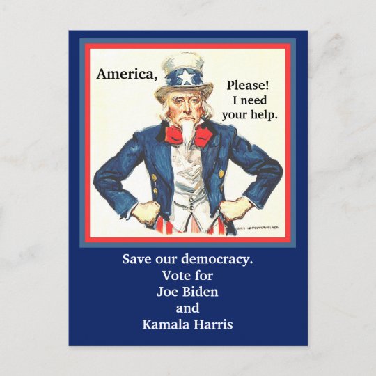 Vote for Joe Biden & Kamala Harris, Uncle Sam pic Postcard | Zazzle.com