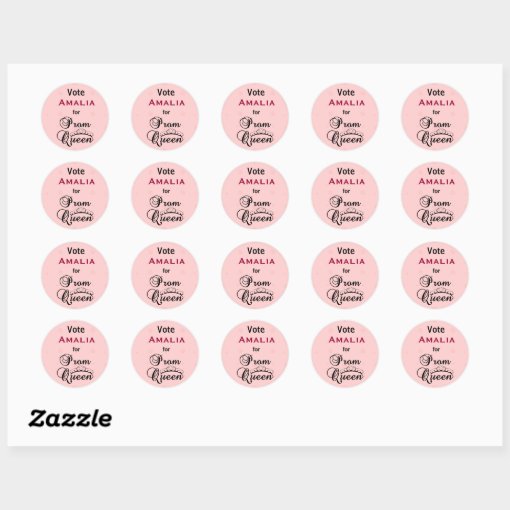 Vote for Prom Queen Classic Round Sticker | Zazzle