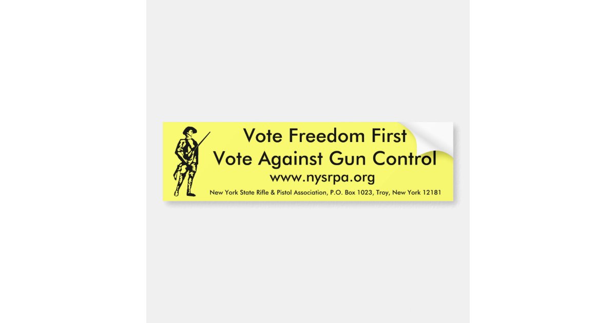Vote Freedom First Vote Against Gun Control Bumper Sticker | Zazzle