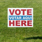 Vote Here English and Spanish Votar Aqui Yard Sign | Zazzle